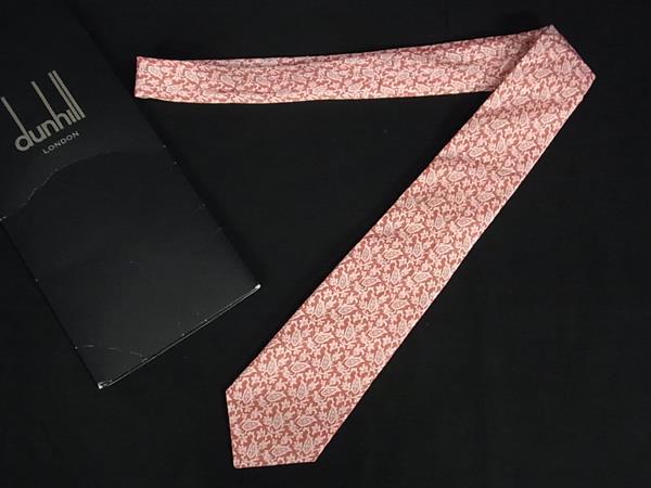 ■新品■未使用■ dunhill ダンヒル コットン100% ネクタイ ビジネス 紳士 メンズ アイボリー系×レッド系 BJ7773