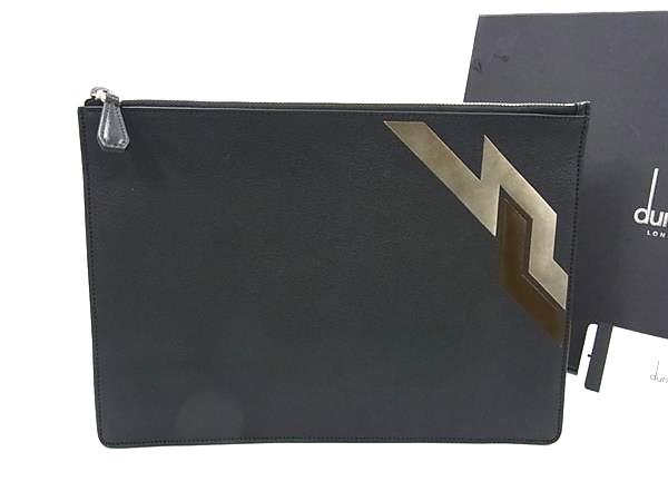 ■極美品■ ALFRED DUNHILL アルフレッドダンヒル デューク ジップ フォリオ レザー クラッチバッグ メンズ ブラック系 BJ8249
