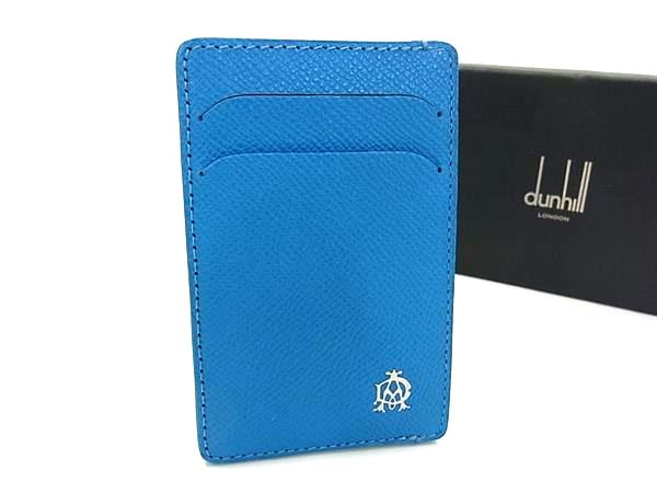 ■新品同様■ dunhill ダンヒル ウィンザー レザーカードケース カード入れ パスケース 定期入れ メンズ ブルー系 BJ8252
