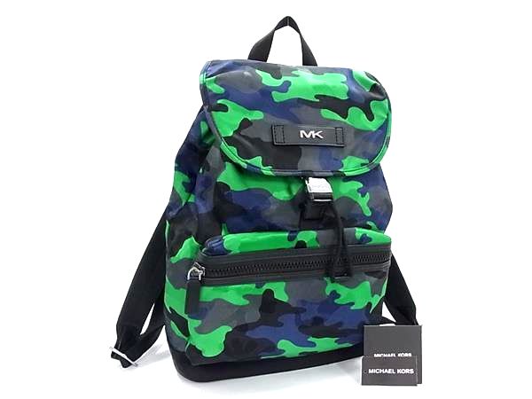 ■新品■未使用■ MICHAEL KORS マイケルコース ナイロン 巾着型 リュックサック デイパック バックパック メンズ グリーン系 BJ8359
