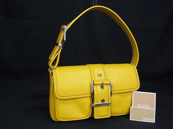 ■新品同様■ MICHAEL KORS マイケルコース レザー ワンハンドル ショルダーバッグ ハンドバッグ 肩掛けかばん イエロー系 BJ9407