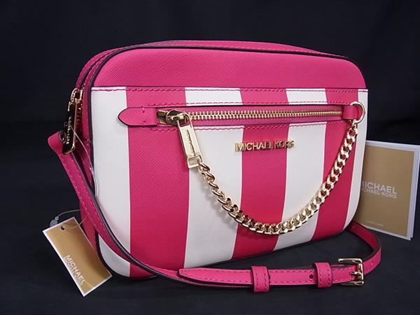 ■新品■未使用■ MICHAEL KORS マイケルコース レザー ショルダーバッグ 肩掛け 斜め掛けかばん ピンク系×アイボリー系 BJ9420