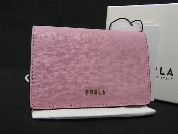 ■新品同様■ FURLA フルラ バビロン レザー カードケース 名刺入れ パスケース カード入れ レディース ピンク系 BJ9788