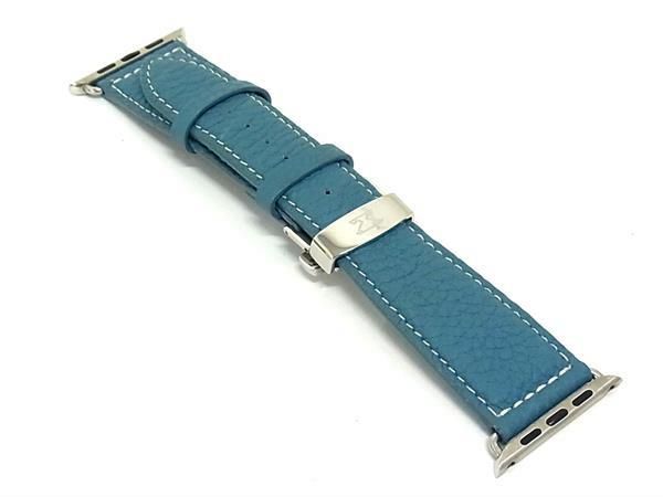 ■極美品■ EPONAS エポナス カーフレザー アップルウォッチ用バンド ベルト メンズ レディース ブルー系 BK2604