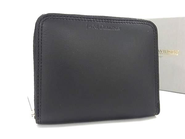 ■新品同様■ J＆M DAVIDSON ジェイアンドエムデヴィッドソン レザー ラウンドファスナー ケース カード入れ ブラック系 BK3309
