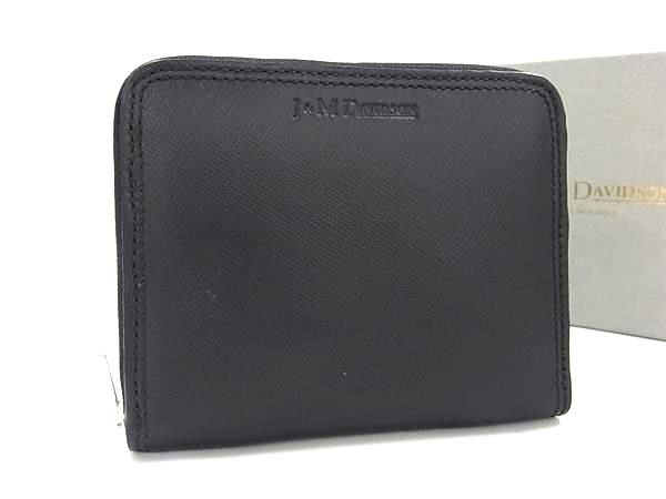 ■新品同様■ J＆M DAVIDSON ジェイアンドエムデヴィッドソン レザー ラウンドファスナー ケース カード入れ ブラック系 BK3310