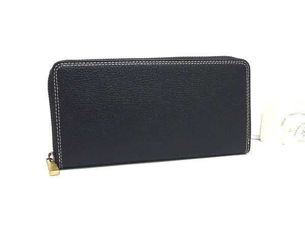 ■新品■未使用■ PRARE プレリー レザー ラウンドファスナー 長財布 ウォレット 小銭入れ 札入れ メンズ ブラック系 BK9919