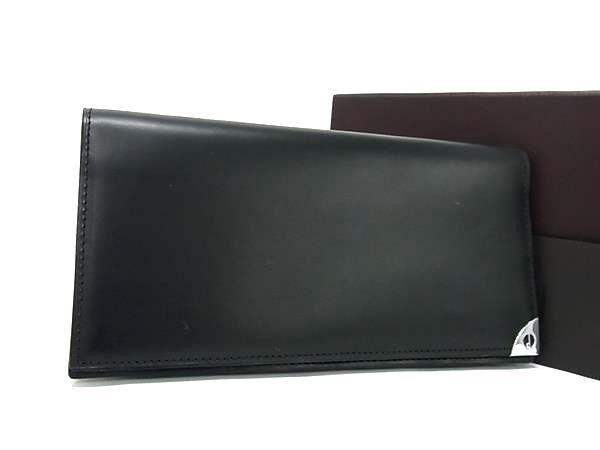 ■美品■ dunhill ダンヒル レザー 二つ折り 長財布 ウォレット 札入れ メンズ ブラック系 BL3538