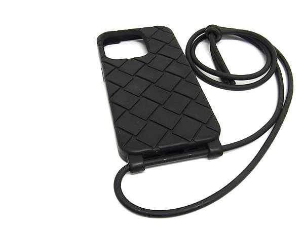 ■美品■ BOTTEGA VENETA ボッテガヴェネタ イントレチャート ラバー iPhone 14 Pro 対応 アイフォンケース ブラック系 BL4759
