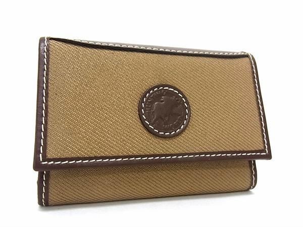 ■極美品■ HUNTING WORLD ハンティングワールド キャンバス×レザー 6連 キーケース 鍵入れ メンズ カーキ系×ブラウン系 BM1132
