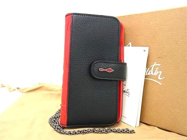■極美品■ Christian Louboutin クリスチャンルブタン レザー iPhone 11 Pro 対応 アイフォンケース スマホケース ブラック系 BM2306