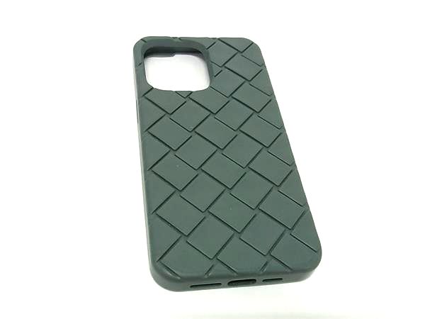 ■美品■ BOTTEGA VENETA ボッテガヴェネタ ラバー iPhone14pro Max 対応 アイフォン スマホ ケース カーキ系 BM2974