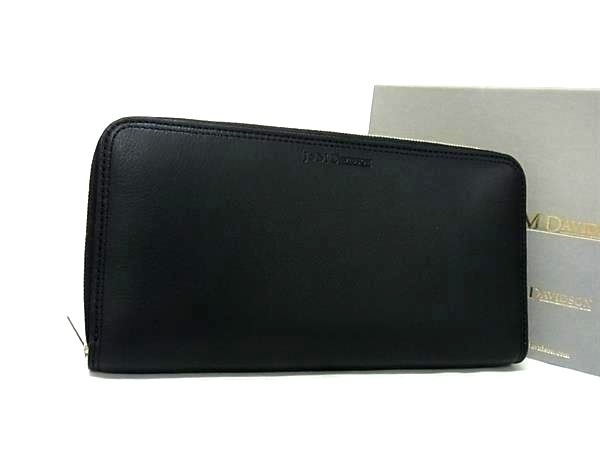 ■新品■未使用■ J＆M DAVIDSON ジェイアンドエムデヴィッドソン レザー ラウンドファスナー 長財布 ウォレット ブラック系 BM4402