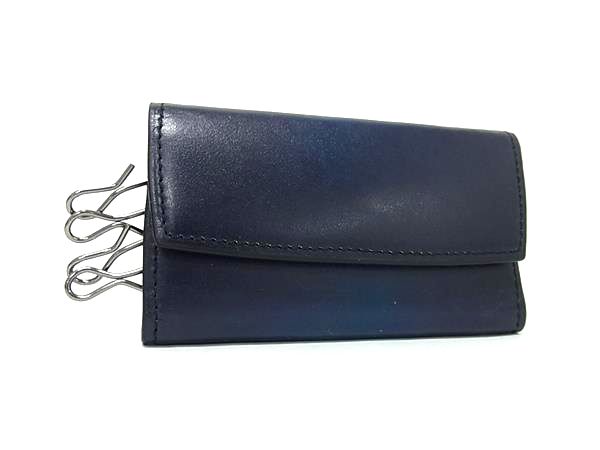 ■新品■未使用■ yuhaku ユハク レザー 4連 キーケース 鍵入れ レディース メンズ ネイビー系 BM5913