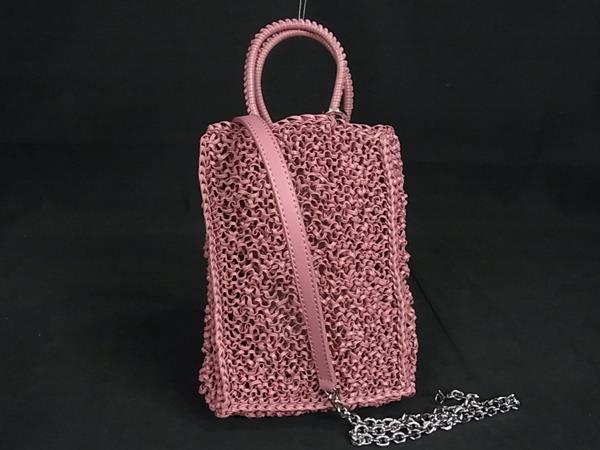 ■極美品■ ANTEPRIMA アンテプリマ ワイヤーバッグ PVCワイヤー チェーン 2WAY ショルダー ハンドバッグ ミニバッグ ピンク系 BM6835