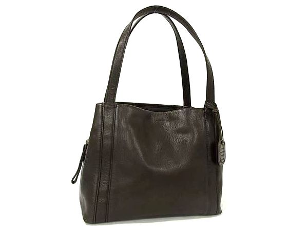 ■新品同様■ genten ゲンテン レザー ハンドバッグ トート 肩掛け レディース メンズ ダークブラウン系 BM7087