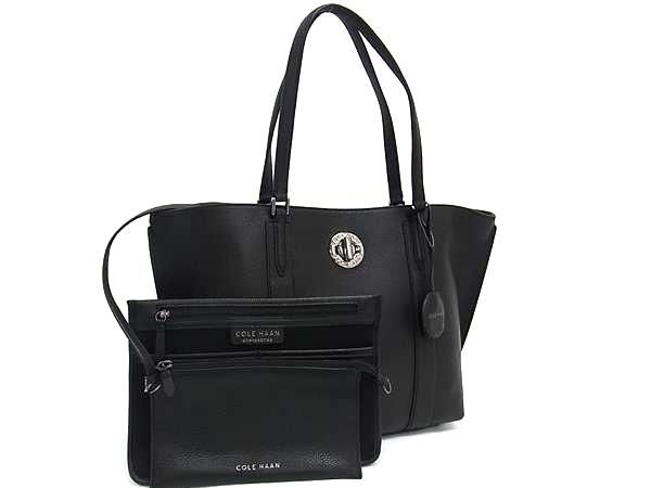 ■新品同様■ COLE HAAN コールハーン レザー ハンドバッグ トートバッグ ショルダーバッグ 肩掛け ブラック系 BM8016