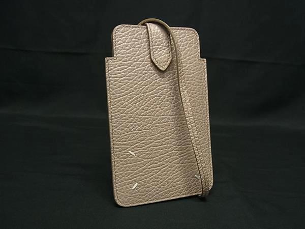 ■新品同様■ Maison Margiela メゾン マルジェラ 4ステッチ レザー スマホショルダー ポーチ 斜め掛け ピンクベージュ系 BM8117
