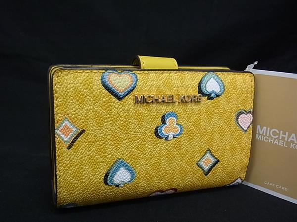 ■新品■未使用■ MICHAEL KORS マイケルコース PVC トランプ柄 財布 ウォレット 小銭入れ レディース イエロー系 BM9638