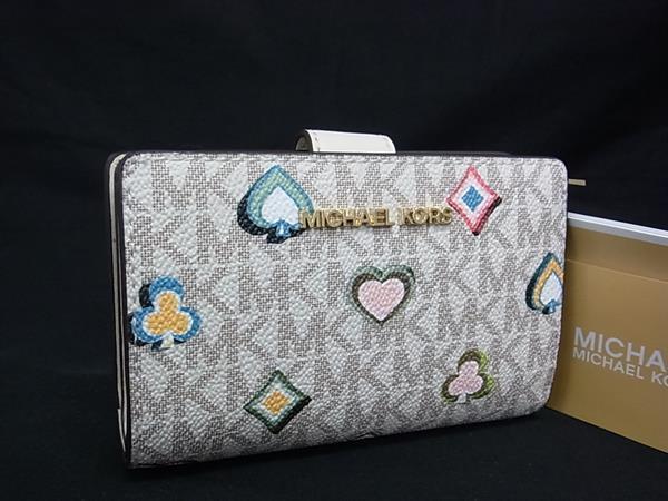■新品■未使用■ MICHAEL KORS マイケルコース トランプ柄 二つ折り 財布 ウォレット レディース アイボリー系 BM9639