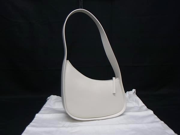 ■新品同様■ The Row ザ ロウ ハーフムーン レザー ハンドバッグ ワンショルダー 肩掛けかばん レディース アイボリー系 BM9939