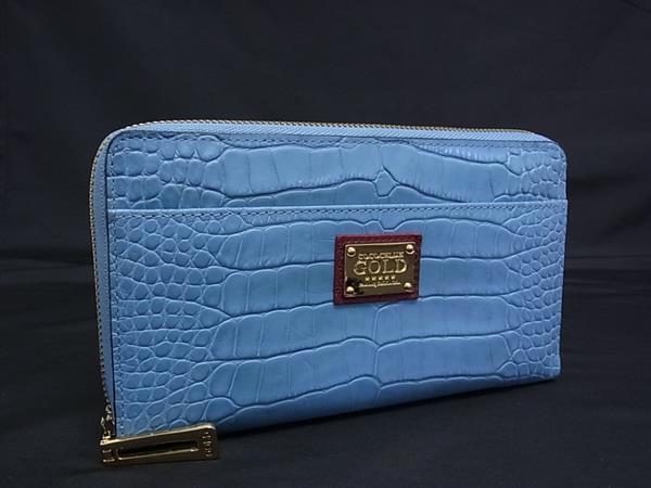 ■新品■未使用■ COCOCELUX GOLD ココセリュックスゴールド クロコダイル型押しレザー ライトブルー系 BN3602