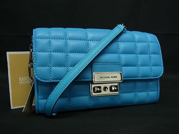 ■新品■未使用■ MICHAEL KORS マイケルコース  トライベッカ レザー 2WAY ショルダーバッグ クラッチバッグ ブルー系 BN4333