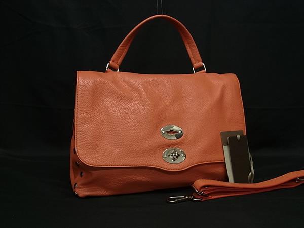 ■新品同様■ ZANELLATO ザネラート ポスティーナ レザー 2WAY ハンドバッグ ショルダー クロスボディ オレンジ系 BN4334