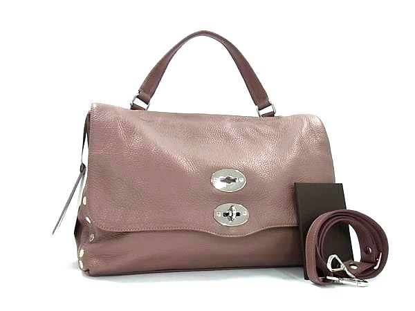 ■新品同様■ ZANELLATO ザネラート ポスティーナ レザー 2WAY ハンドバッグ ショルダー クロスボディ ピンクブラウン系 BN4337