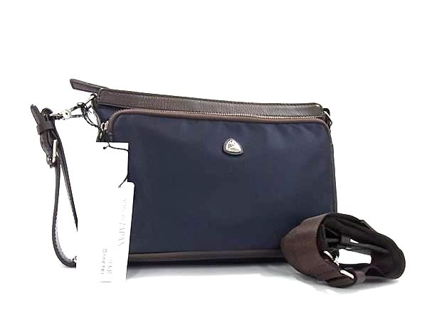 ■新品■未使用■ FUJITAKA フジタカ ナイロン×レザー 2WAY セカンドバッグ クラッチ ショルダー メンズ ネイビー系 BN4781