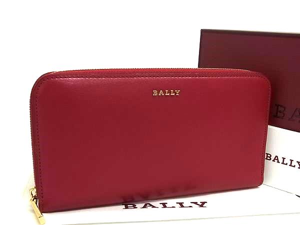 ■新品同様■ BALLY バリー 6237128 ラブノア レザー ラウンドファスナー 長財布 ウォレット 札入れ レディース レッド系 BN5371