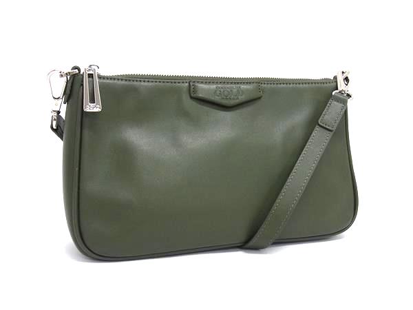 ■新品同様■ COCOCELUX GOLD ココセリュックスゴールド レザー クロスボディ ショルダーバッグ レディース カーキ系 BN5424