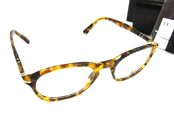 ■新品同様■  Persol ペルソール 総柄 メガネ 眼鏡 レディース メンズ ブラウン系×レンズ クリア BN5428
