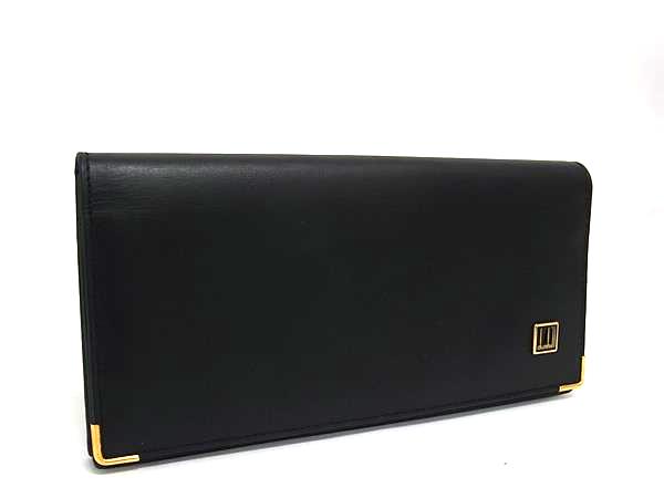 ■新品同様■ dunhill ダンヒル レザー 二つ折り 長財布 ウォレット 札入れ カード入れ メンズ ブラック系 BN5825