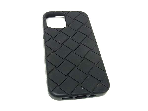 ■ BOTTEGA VENETA ボッテガヴェネタ イントレチャート ラバー iPhone12Pro 対応 アイフォンケース スマホケース ブラック系 BN6532