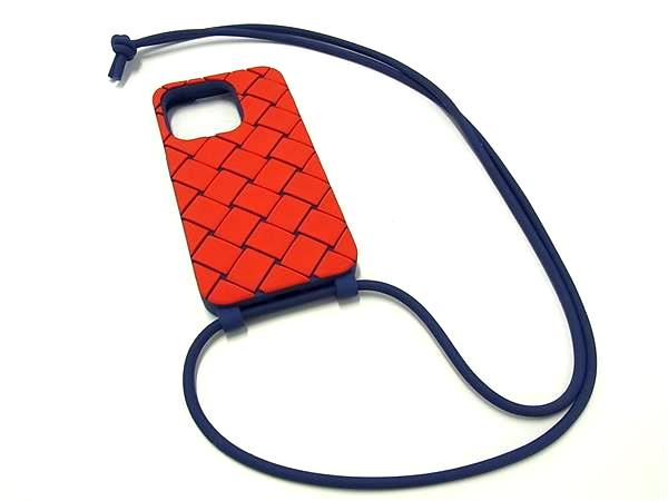 ■極美品■ BOTTEGA VENETA ボッテガタ イントレチャート ラバー iPhone14pro 対応 アイフォンカバー スマホケース レッド系 BP1168