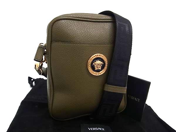■新品■未使用■ VERSACE ヴェルサーチ メデューサ レザー クロスボディ ショルダーバッグ ポシェット カーキ系 BP2894