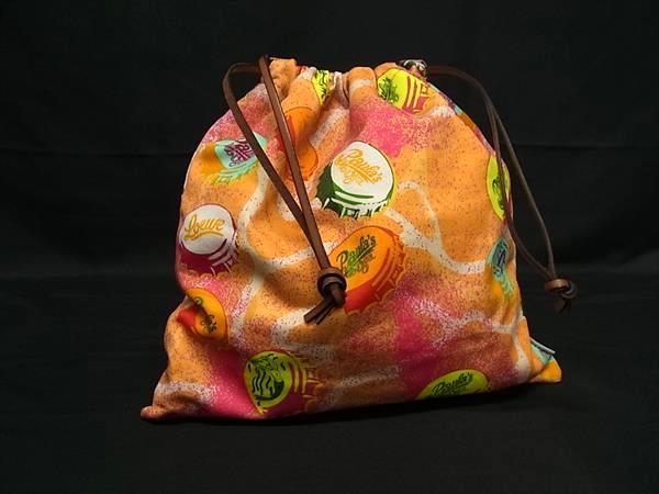 ■新品■未使用■ LOEWE ロエベ パウラズイビザ キャンバス 巾着型 マルチケース マルチポーチ 小物入れ オレンジ系 BQ0795