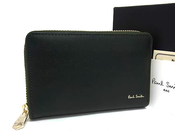 ■新品■未使用■ Paul Smith ポールスミス レザー ラウンドファスナー 財布 ウォレット メンズ レディース ダークグリーン系 BQ0829