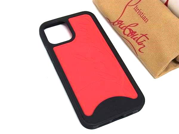 ■美品■ Christian Louboutin クリスチャンルブタン iPhone 11 Pro 対応 アイフォン スマホケース レッド系×ブラック系 BQ0839