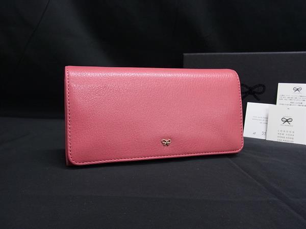 ■新品■未使用■ ANYA HINDMARCH アニヤハインドマーチ レザー 二つ折り 長財布 ウォレット 小銭入れ 札入れ ピンク系 BQ1325