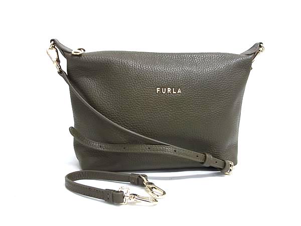 ■新品■未使用■ FURLA フルラ レザー クロスボディ ショルダーバッグ 斜め掛け レディース カーキ系 BQ1993