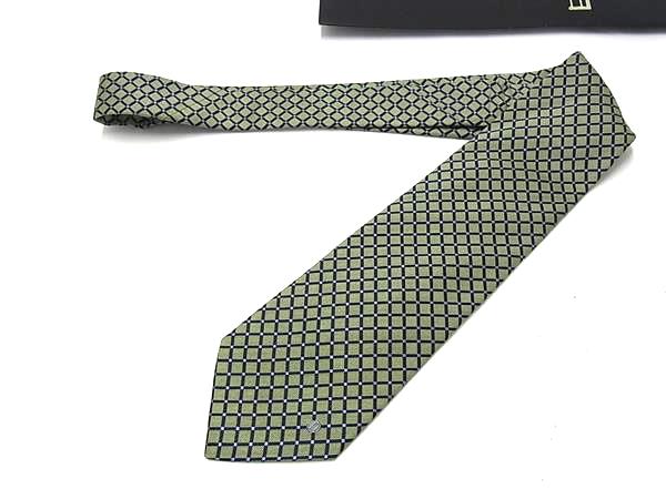 ■新品■未使用■ dunhill ダンヒル シルク100%  総柄 ネクタイ ビジネス メンズ グリーン系 BQ2529