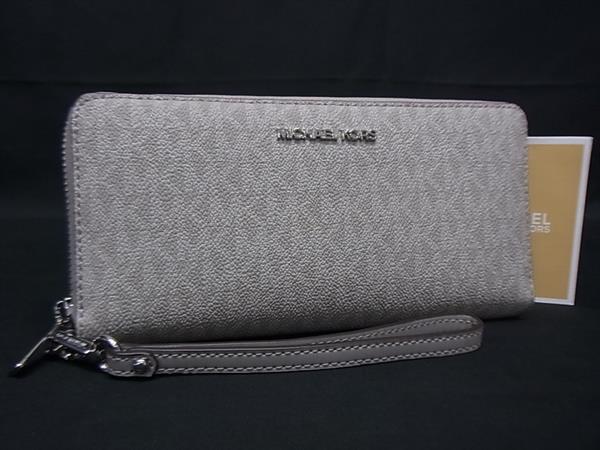 ■新品■未使用■ MICHAEL KORS マイケルコース レザー ラウンドファスナー 長財布 ウォレット 札入れ 小銭入れ グレー系 BQ2545