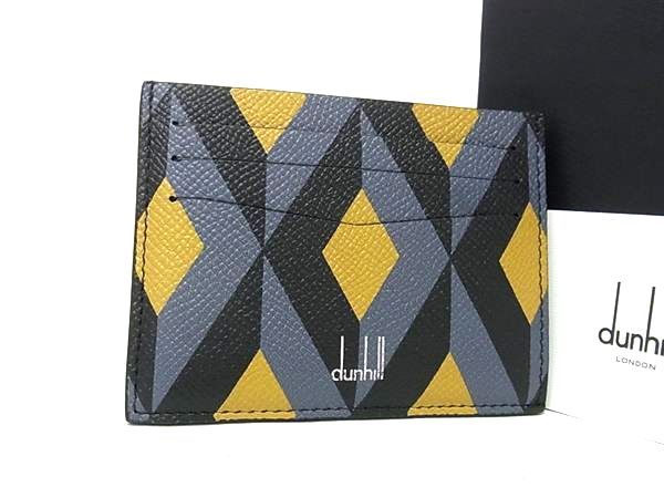 ■新品■未使用■ dunhill ダンヒル カドガン エンジンターン レザー カードケース カード入れ パスケース メンズ イエロー系 BR0836