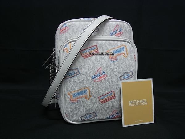 ■新品■未使用■ MICHAEL KORS マイケルコース COOPER エンブリッシュ MK柄 PVC ショルダーバッグ  クロスボディ ホワイト系 BS0375