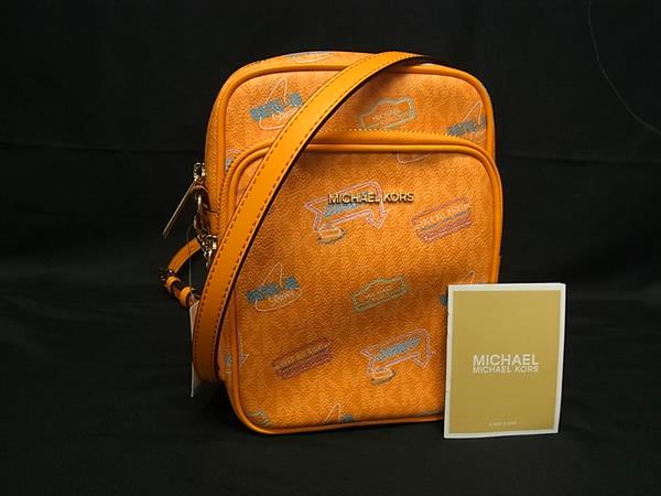 ■新品■未使用■MICHAEL KORS マイケルコース COOPER エンブリッシュ MK柄 PVC クロスボディ ショルダーバッグ オレンジ系 BS0376