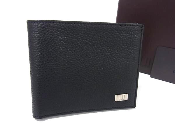 ■美品■ dunhill ダンヒル レザー 二つ折り 財布 ウォレット 札入れ 定期入れ ビジネス メンズ 紳士 ブラック系 BS0476