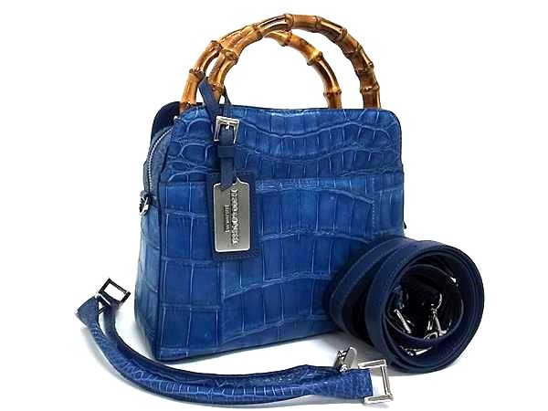 ■極上■本物■新品同様■ Pelley Lusso ペレリールッソ クロコダイル 2WAY ハンドバッグ ショルダーバッグ トート ブルー系 BS1248