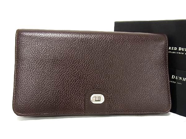■新品同様■ dunhill ダンヒル レザー 二つ折り 長財布 ウォレット メンズ レディース ブラウン系 DA4488